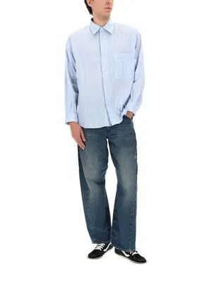 AMISH SUPPLIES Camicia Crinkled Cotton Shirt - Azure