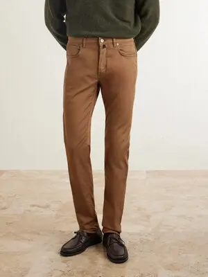 SLOWEAR Slim-fit Stretch Cotton-blend Gabardine Trousers