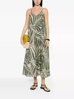 PENNYBLACK Leaf-print V-neck Midi Dress