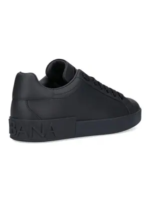 Dolce & Gabbana Portofino Calfskin Sneakers - Black