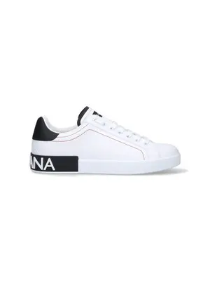 Dolce & Gabbana Portofino Calfskin Sneakers - White