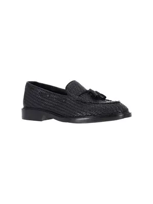 ALEXANDER HOTTO Woven Leather Loafers - Black
