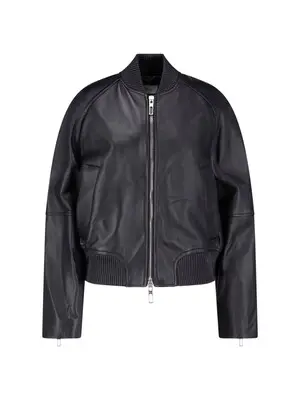 Sportmax Róhe Lambskin Leather Jacket With Classic Collar - Black