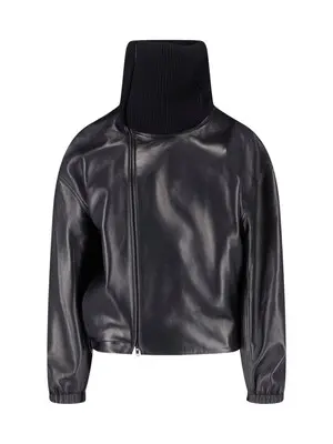 Phoebe Philo Sportmax Lambskin Bomber Jacket - Black