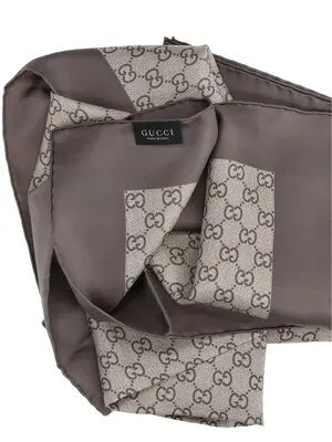 Gucci Silk Scarf "gg - Brown