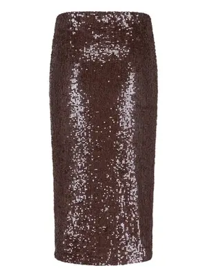 P.a.r.o.s.h Paillettes Midi Skirt - Brown