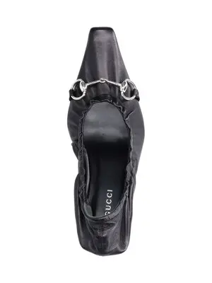 Gucci Vittoria" Ruched Leather Pumps - Black