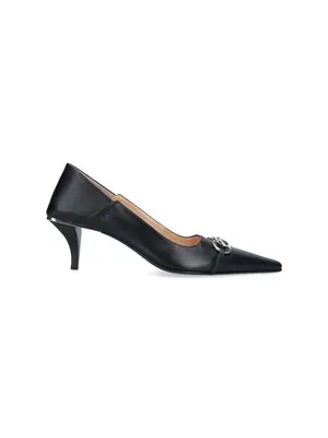 Gucci Vittoria" Ruched Leather Pumps - Black