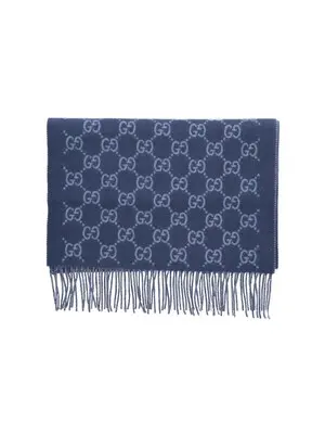 Gucci Cashmere Scarf "gg - Blue