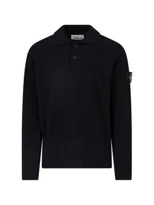 Stone Island Virgin Wool Polo - Black