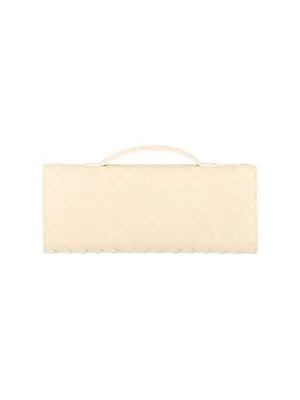 Bottega Veneta Andiamo" Clutch In Lambskin With Gold Metal Detail - White