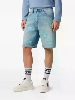 Philipp Plein Star Patch Denim Bermuda Shorts