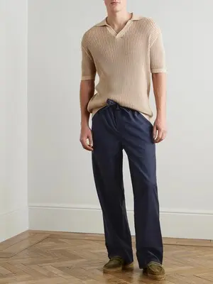 Frescobol Carioca Luan Straight-leg Wool Drawstring Trousers - Blue