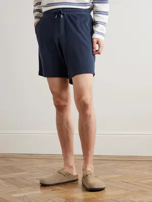 Frescobol Carioca Augusto Straight-leg Terry Drawstring Shorts - Blue