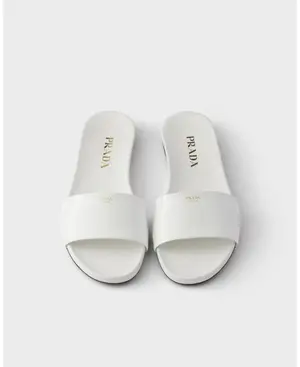 Prada Patent Leather Slides - White