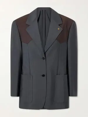 Versace Wool And Mohair-blend Blazer - Gray