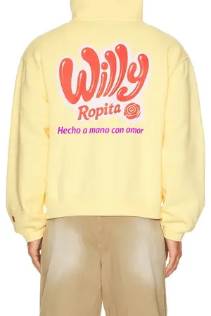 WILLY CHAVARRIA Ropita Shrunken Zip-through Hoodie - Butter