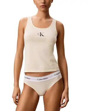 Calvin Klein Cotton Blend Stretch Lounge Tank - Pear