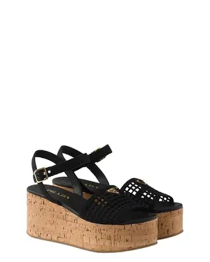 Prada Crochet Wedge Platform Sandals
