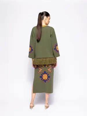 PAULA Jacquard Sweater With Fringes