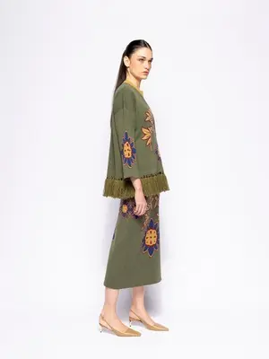 PAULA Jacquard Sweater With Fringes
