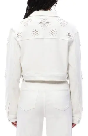BAYEAS Crop Denim Trucker Jacket - White
