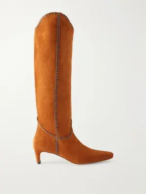 Staud Wally Suede Knee Boots - Brown