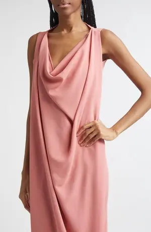 Michael Kors Cowl Virgin Wool Crepe Midi Dress