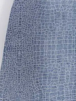 SELF-PORTRAIT Rhinestone Croc-effect Denim Dress