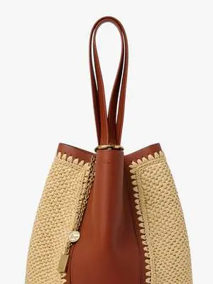 Chloé Spin Leather And Raffia Shoulder Bag - Brown