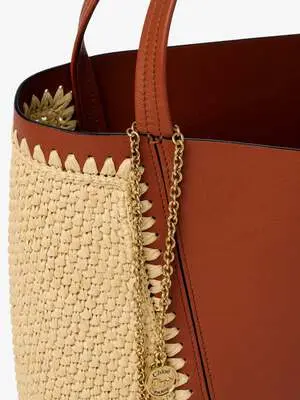 Chloé Spin Leather And Raffia Shoulder Bag - Brown