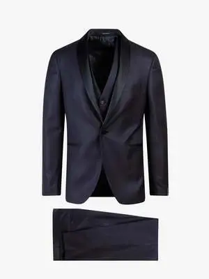 Tagliatore Virgin Wool And Silk Trouser With Vest - Blue