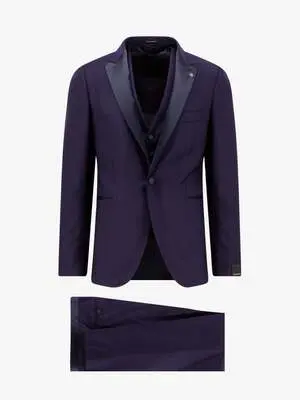 Tagliatore Virgin Wool And Silk Tuxedo With Vest - Blue