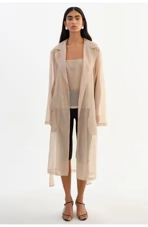 LAMARQUE Long Sheer Coat - Beige