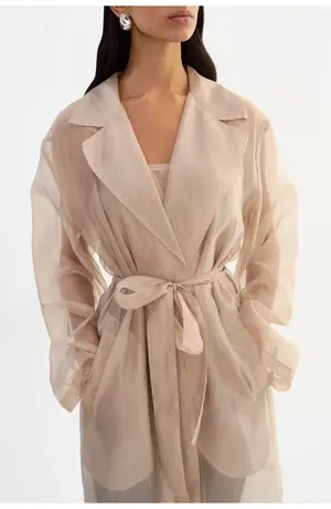 LAMARQUE Long Sheer Coat - Beige