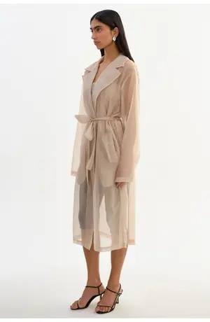 LAMARQUE Long Sheer Coat - Beige