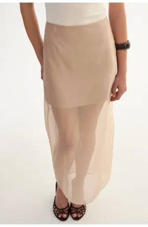 LAMARQUE Sheer Flowy Skirt - Beige