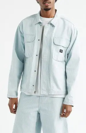 VANS Umber Stripe Denim Chore Jacket - Blue Ice Stripe
