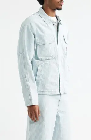VANS Umber Stripe Denim Chore Jacket - Blue Ice Stripe
