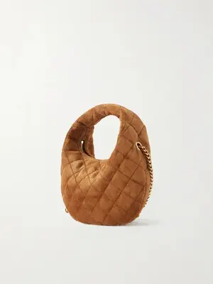 Saint Laurent Icarino Mini Matelassé Suede Shoulder Bag - Brown
