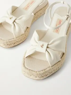 JIMMY CHOO Aella 60 Leather Wedge Sandals - Neutrals