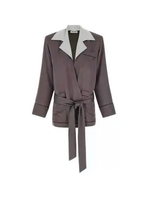 Attico Houndstooth Blazer With Striped Insert
