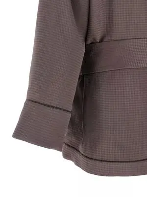 Attico Houndstooth Blazer With Striped Insert