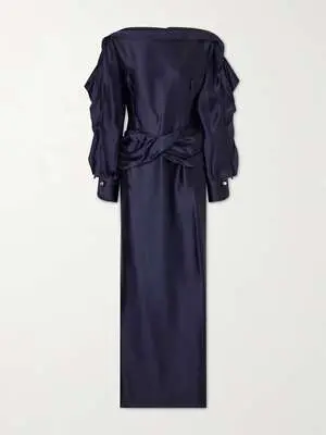 LANVIN Ruffled Gathered Satin Gown