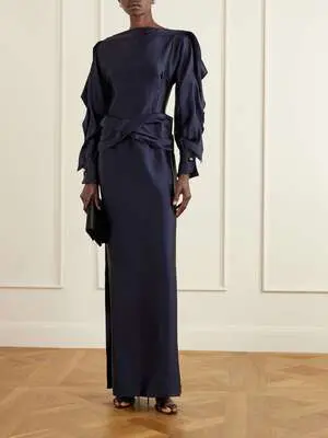 LANVIN Ruffled Gathered Satin Gown