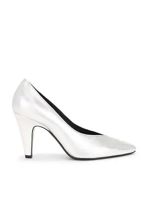 Alaïa Metallic Silver Leather Sculptural Cone Heel Pumps