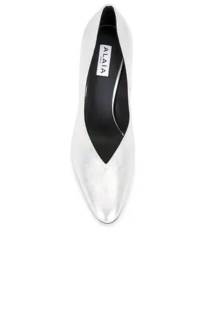 Alaïa Metallic Silver Leather Sculptural Cone Heel Pumps