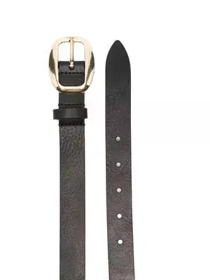 Isabel Marant Oval Buckle Leather Belt - Black