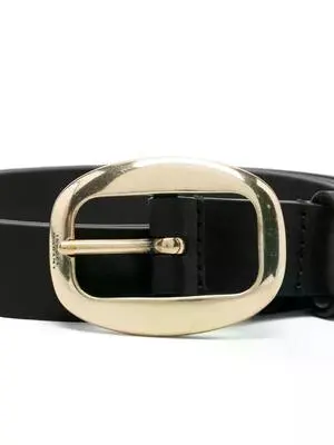 Isabel Marant Oval Buckle Leather Belt - Black
