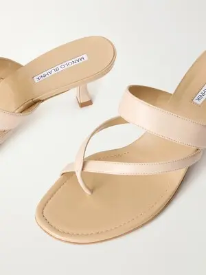 Manolo Blahnik Susa 50 Leather Sandals - Neutrals